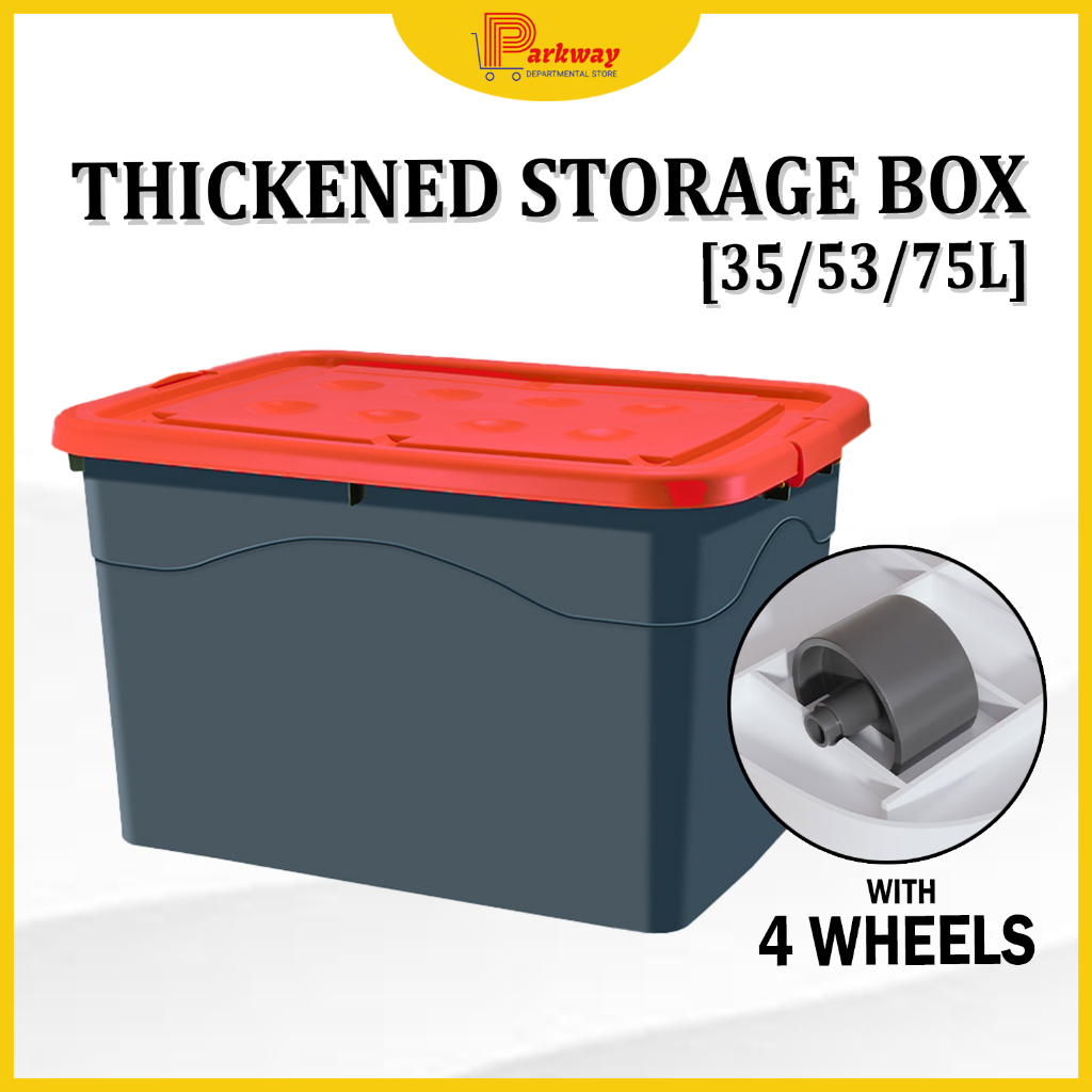 Thickened Storage Box (35L/53/75L)/ Kotak Simpanan Dengan Roda/ Storage ...