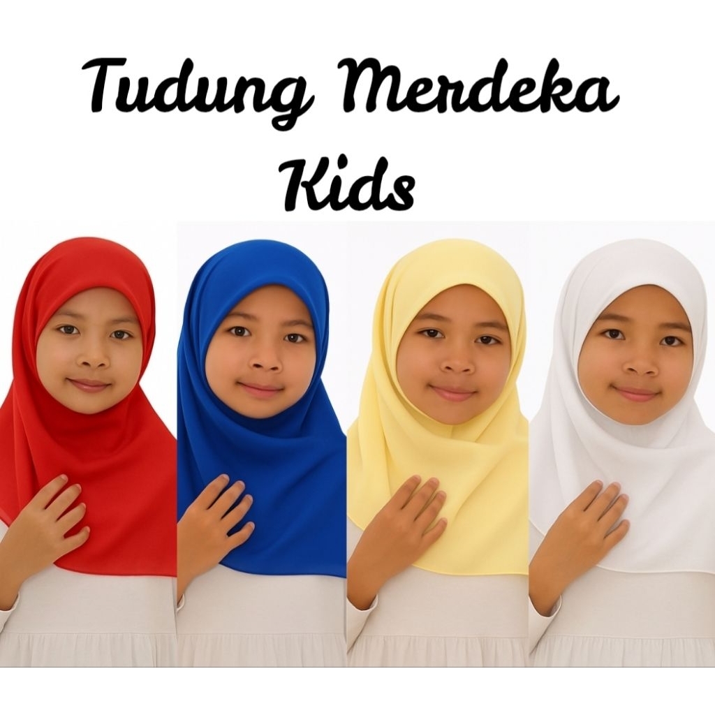 MERAH Merdeka kids headscarf Plain red blue white yellow | Shopee ...