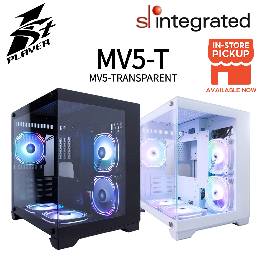 1STPLAYER Megaview MV5-T M-ATX Case - Black/White (Build-in 3 ARGB Fan ...