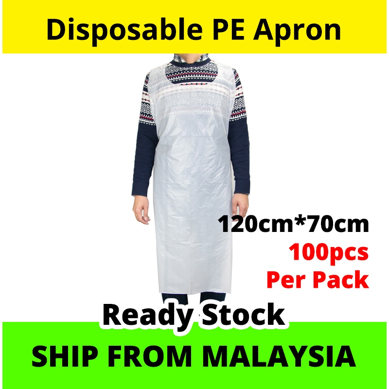 Disposable PE Apron Putih Plastic Skali Pakai One Time Use White ...