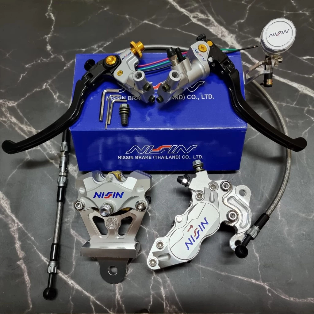 Nissin front caliper 4pot P4 M3 rear caliper 2pot P34 master pump complete set Y15 Y16 RSX150 ...