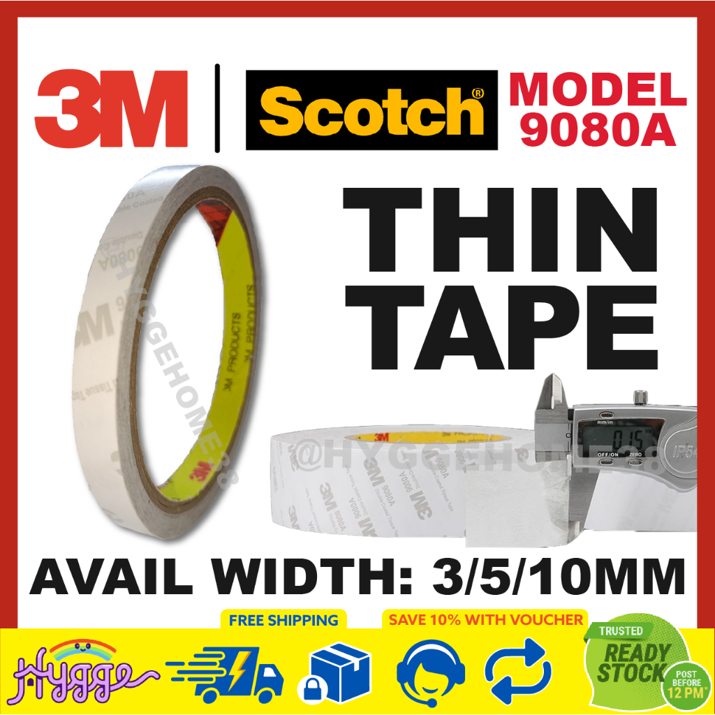 3M 9080A Double Coated Tape Non Woven Fabric Tissue High Shear Strength Plastic PP Indoor ...