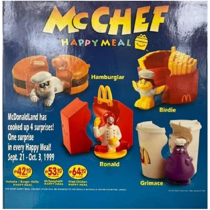 McDonald's Mcdonalds Mcd Mekdi Happy Meal Mc Chef Ronald Grimace Vintage Toy Year 1999 | Shopee ...