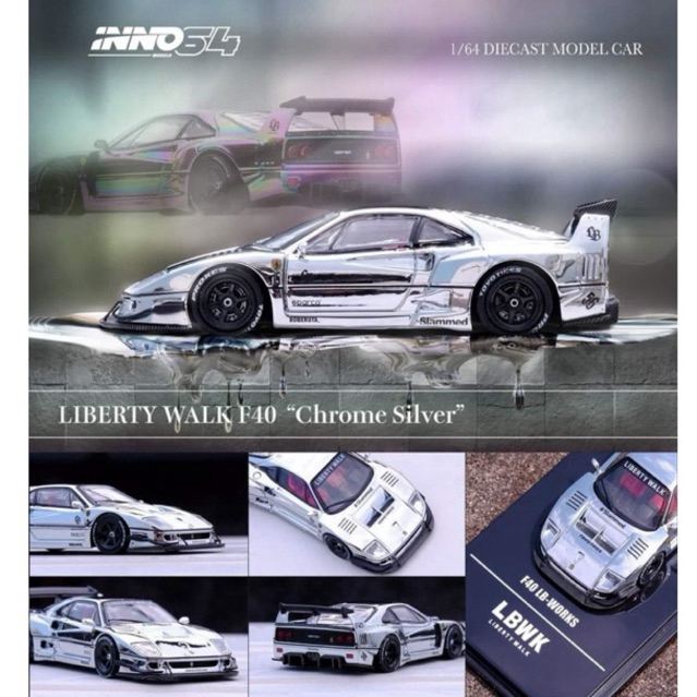 Inno Models Inno64 1/64 Liberty Walk Ferrari F40 - Chrome Silver ...