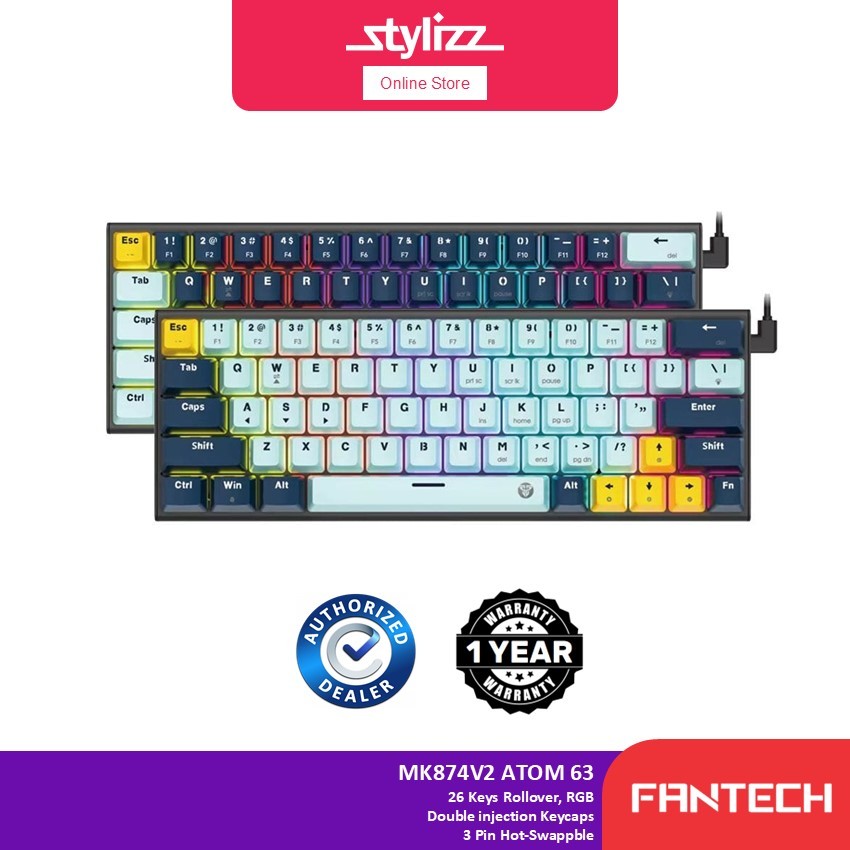 FANTECH MK874V2 ATOM63 WIRED GAMING KEYBOARD - MIZU EDTION, RGB, 3-PIN ...