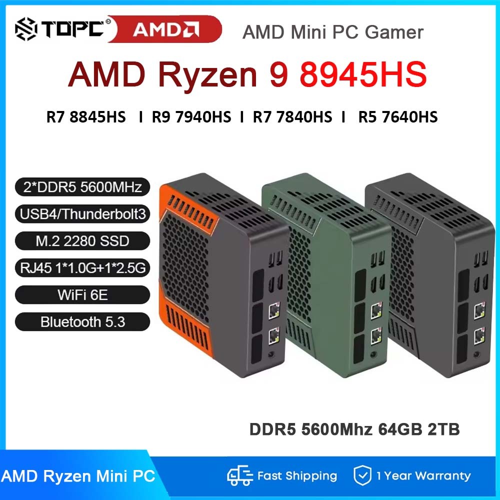 TOPC AMD Ryzen 9 8945HS R7 8845HS USB4.0 Dual LAN 2xDDR5 PCIe4.0 ...