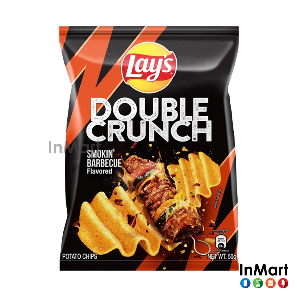 Lays Potato Chips Double Crunch Smokin' Barbecue 50g 乐事 薯片 双重脆 烟熏烧烤 Lay ...