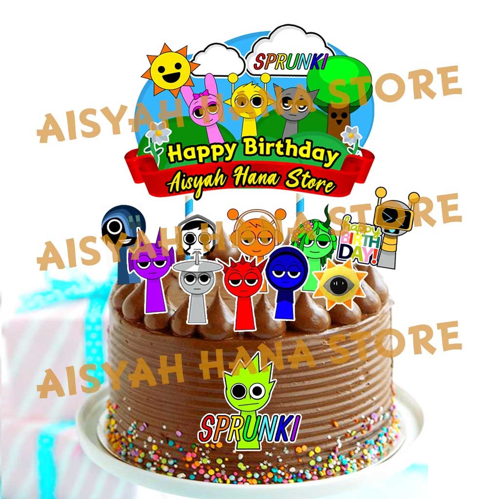 SPRUNKI Cake & Cupcake Topper Decoration Birthday Party Kek Hiasan ll ...