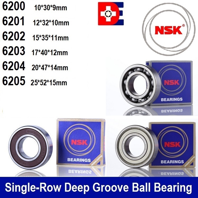 NSK japan Single-Row deep groove ball bearing 6200 6201 6202 6203 6204 6205 ZZ DDU LL | Shopee ...