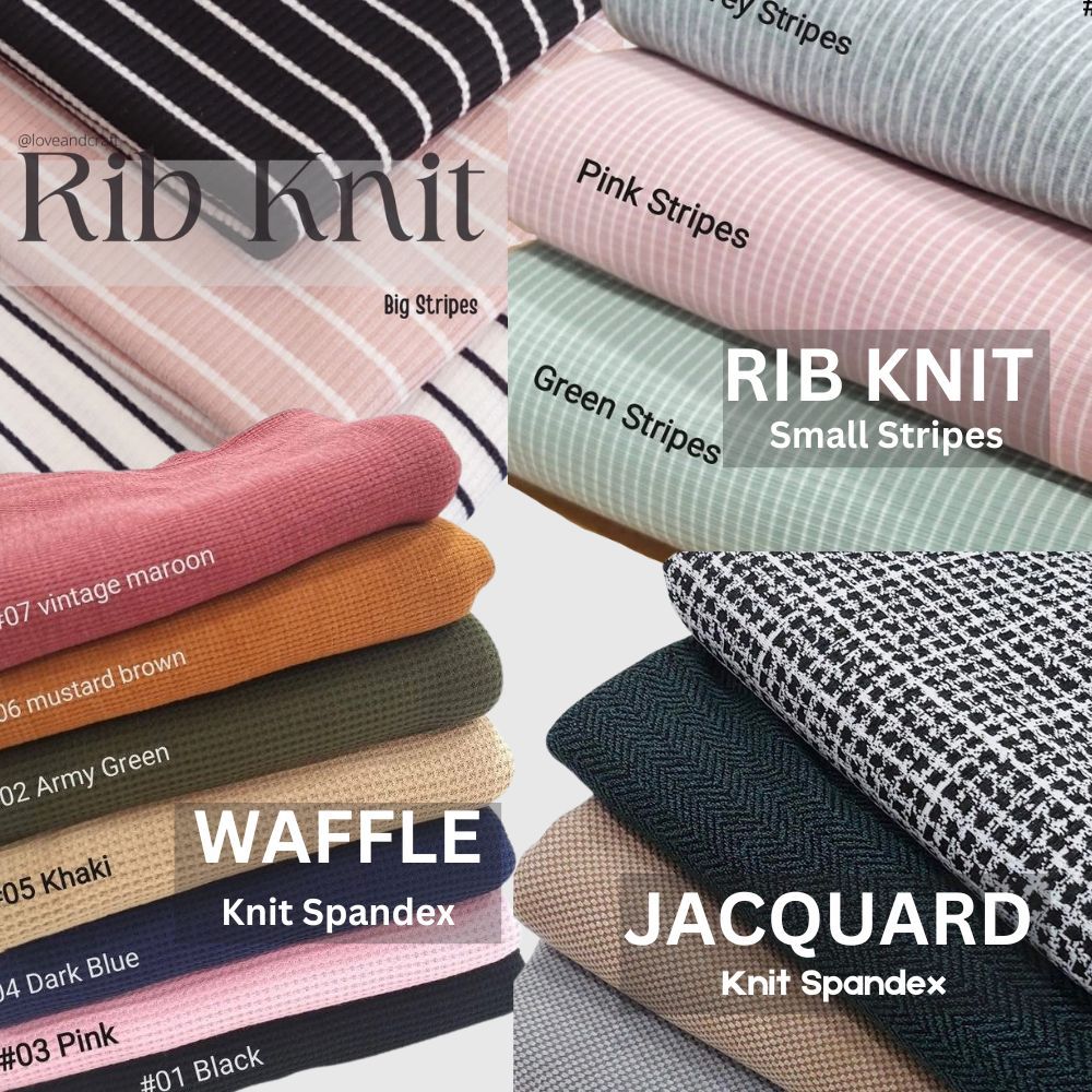 Kain Knit Cotton Fabric Waffle, Rib, Drop Needle, Jalur, Lace, Denim ...