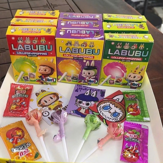30 Pcs Labubu Lollipop + Popping Candy Card HALAL | Shopee Philippines