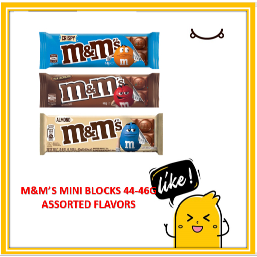 M&M's Mini Block Assorted Flavors 44-46gm (Almond/Milk/Crispy) | Shopee ...