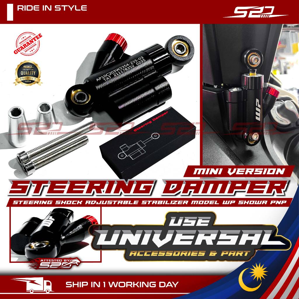 Steering Damper Mini UR Universal Use 90MM - 110MM Small Steering Shock ...