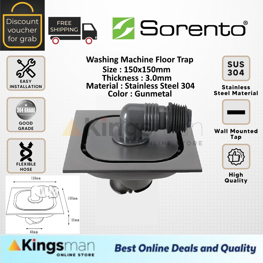 [Kingsman] SORENTO Stainless Steel 304 Material Floor Trap Washing ...