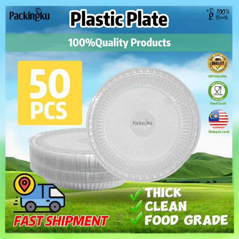 (Packingku)9'' Plastik Pinggan Tebal/Pinggan Nasi-Disposable Plastic ...