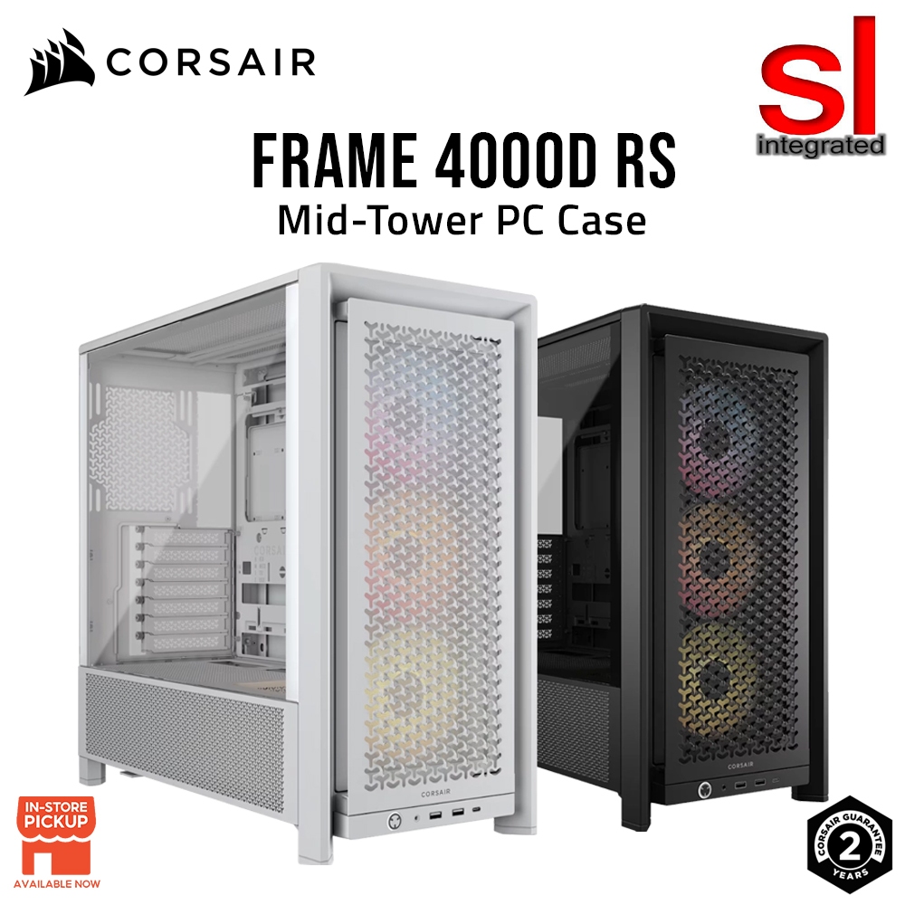Corsair FRAME 4000D RS Series Modular Mid-Tower PC Case - Black / White ...