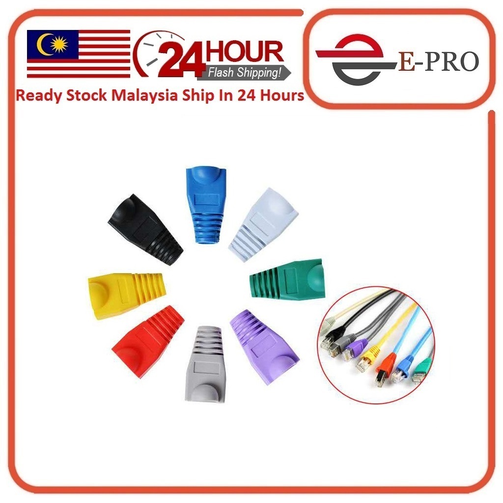 100PCS RJ45 Network Rubber Boot/Rubber Cap/Network Lan Cable Protector ...