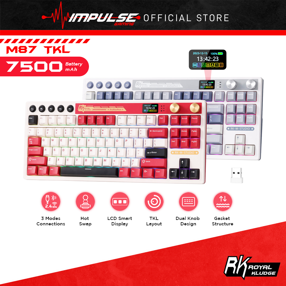 RK Royal Kludge M87 TKL Wireless Gaming Keyboard - LCD Smart Display, 3 ...