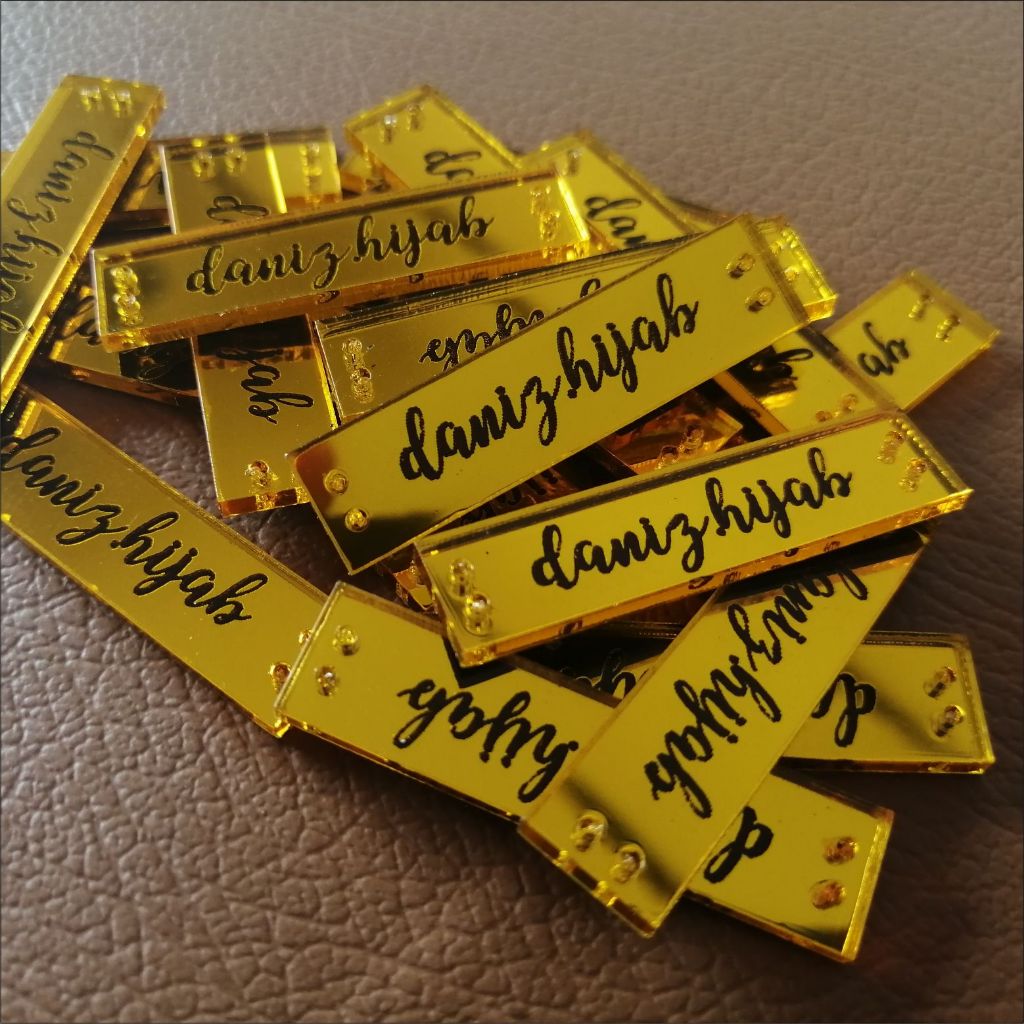 [1 Pack = 100 pcs] Acrylic Label, ABS Label Tag Tudung Shawl Mirror ...