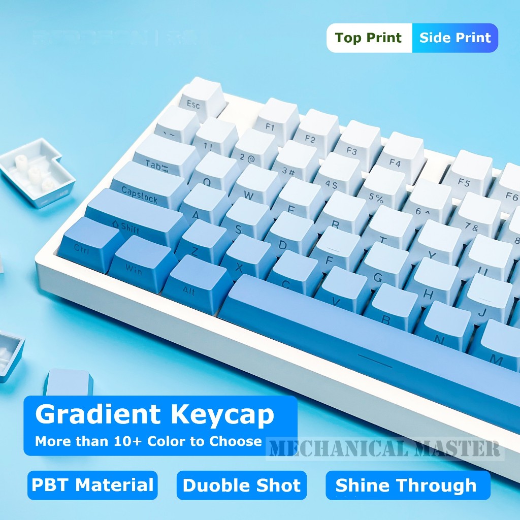 Top Print / Side Print Gradient Keycap PBT Shine Through Double Shot ...