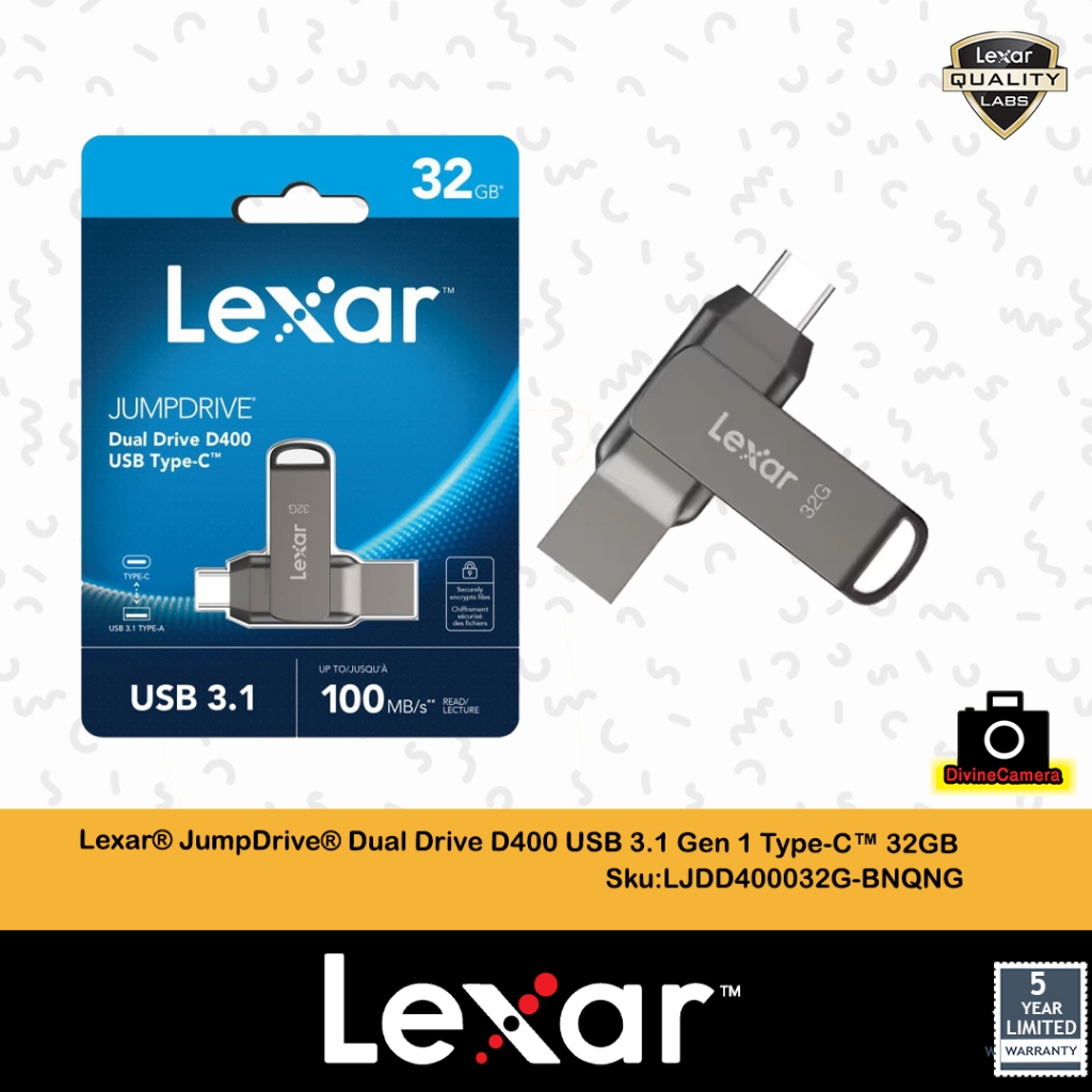 Lexar JumpDrive Dual Drive D400 USB 3.1 Type-CTM 32GB/64GB/128GB/256GB ...