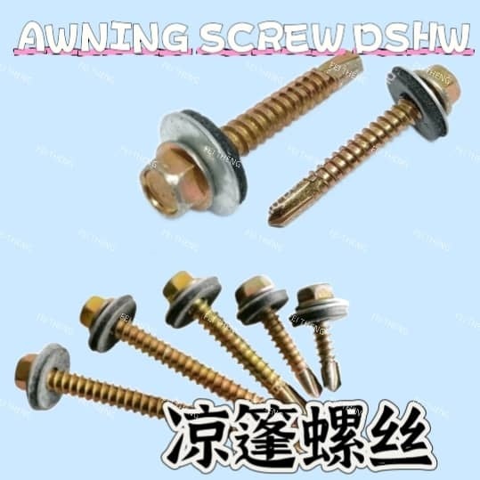 Self Drilling Screw **DS-HW** (50pcs per pack) Hex Head Roofing Awning ...