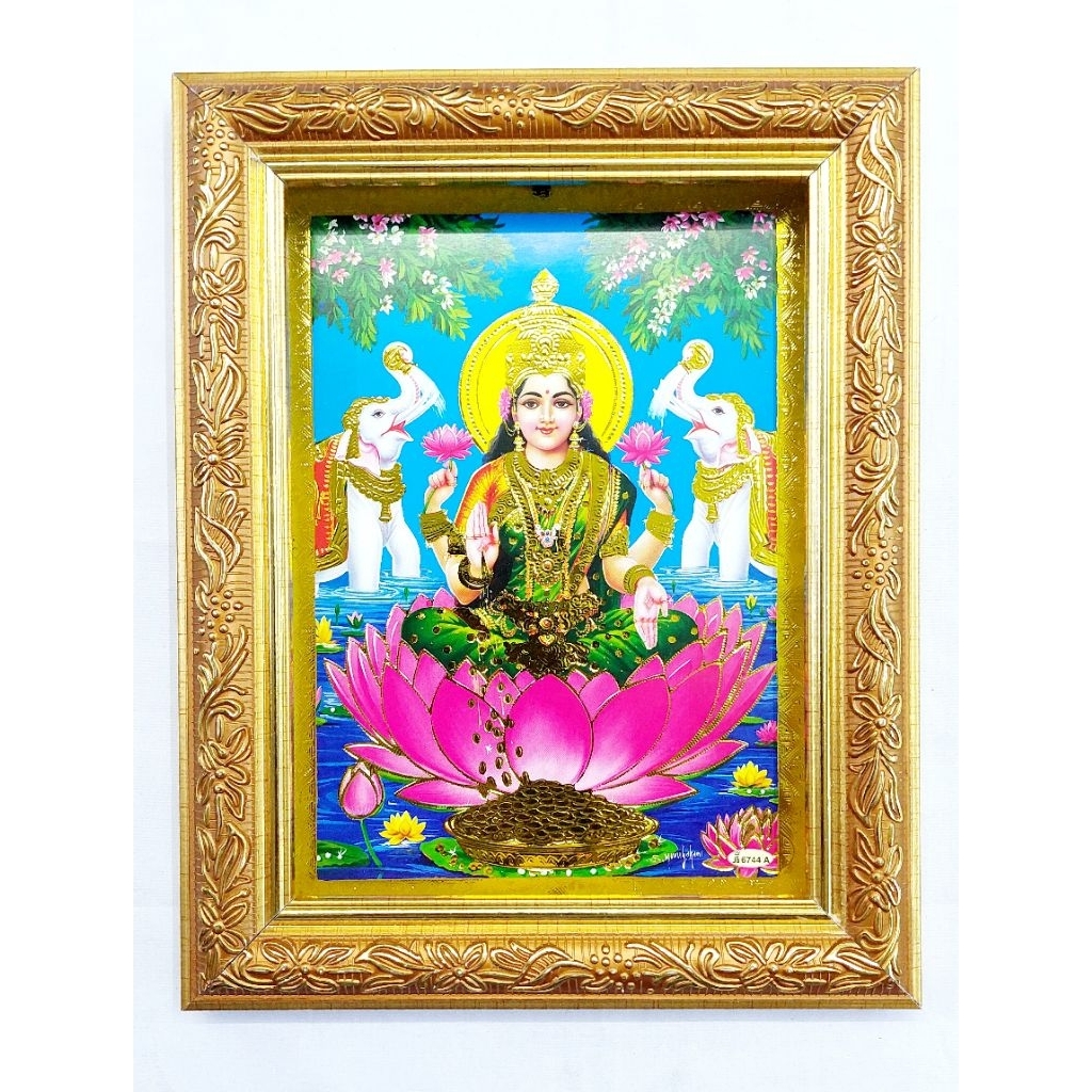 Laxmi Photo Frame with Glass Astalaxmi Small Size Frame | Shopee ...