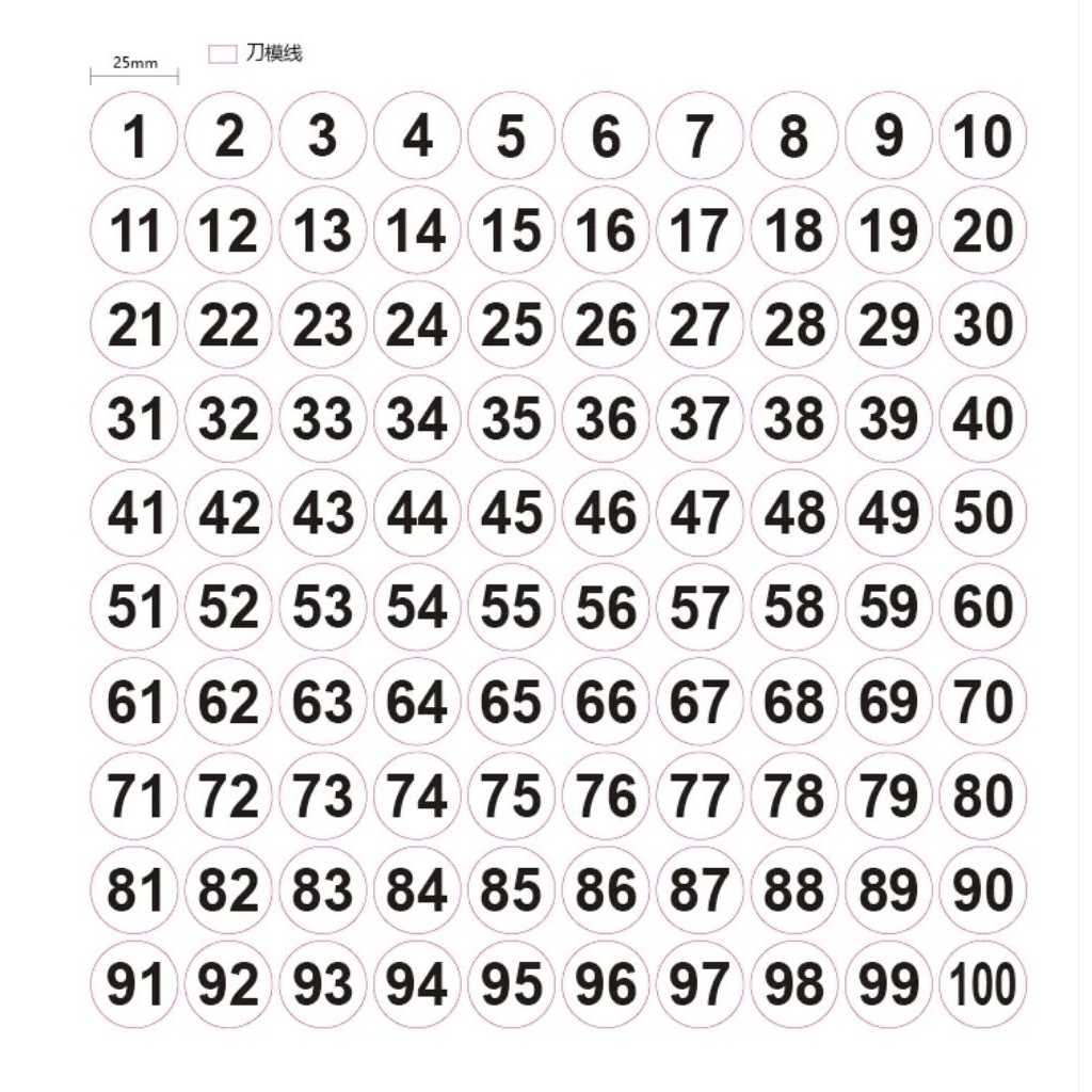 (2 SIZE) WHITE 1 - 100 NUMBER 2CM/2.5CM NON WATERPROOF LABEL STICKER ...