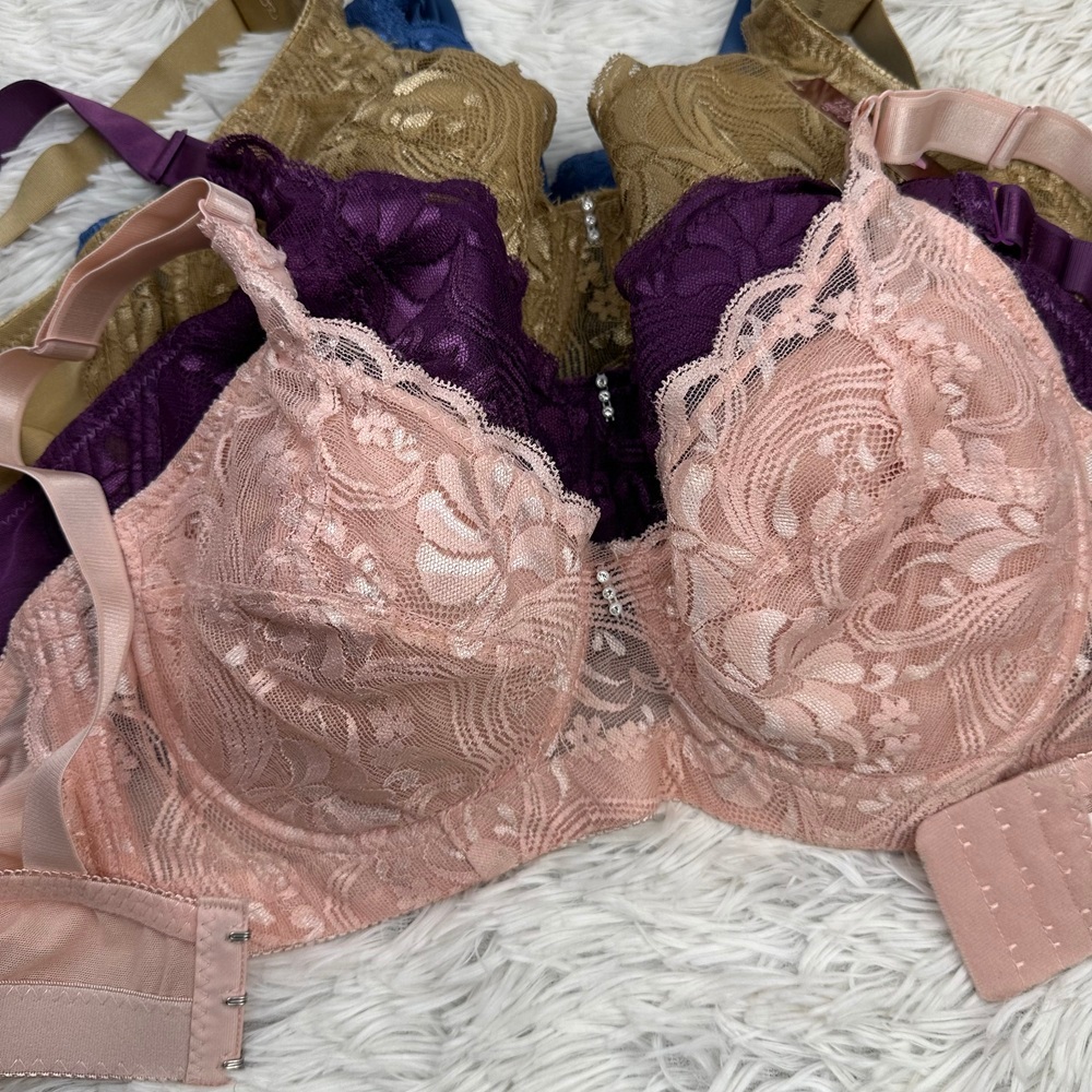 Plus Size FULL CUP C/D 36~ 46 Wired Bra Soft Cotton Thin Span Lace ...