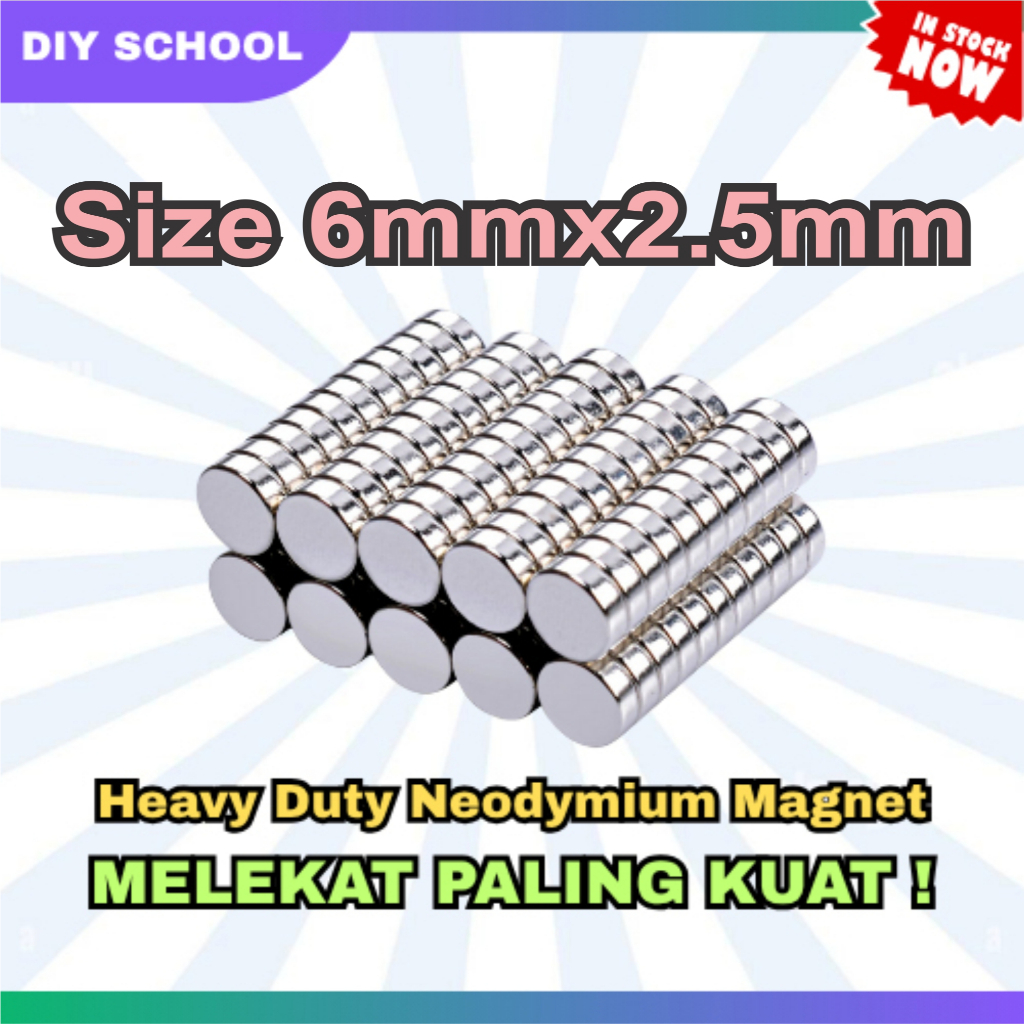 Strong Neodymium magnet 6mm x 2.5mm (10pcs) – super strong round magnet ...