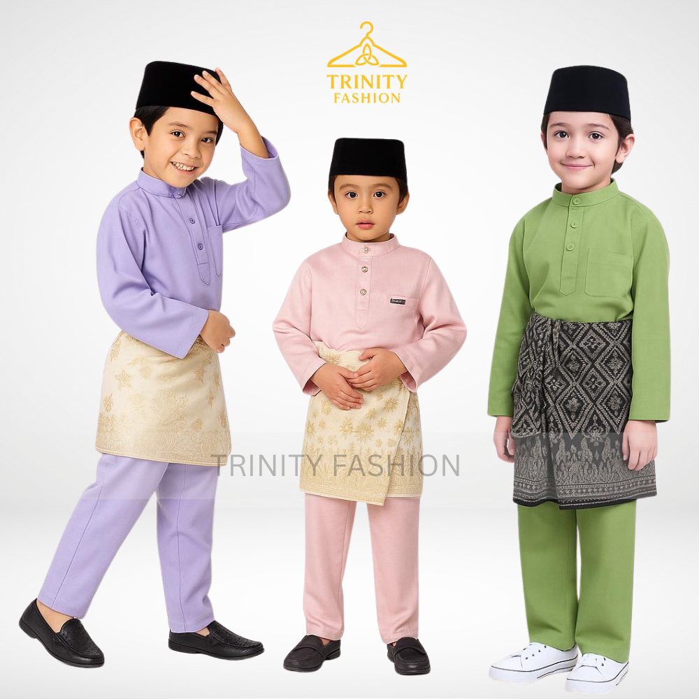 Kids Baju Melayu Satin Slim Fit Tema Raya 2026 1Y–12Y Kanak-Kanak ...