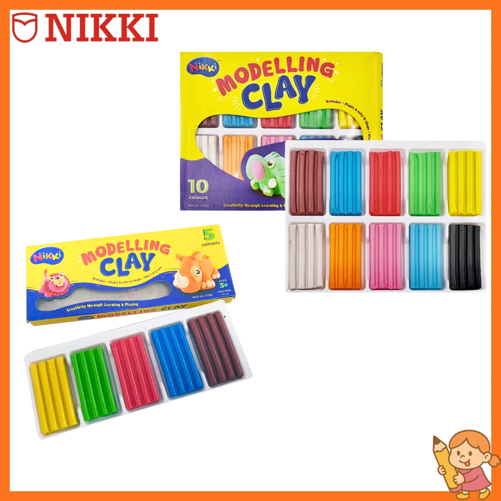 NIKKI MODELLING CLAY 5 COL /NIKKI MODELLING CLAY 10 COL PLASTICINE ...