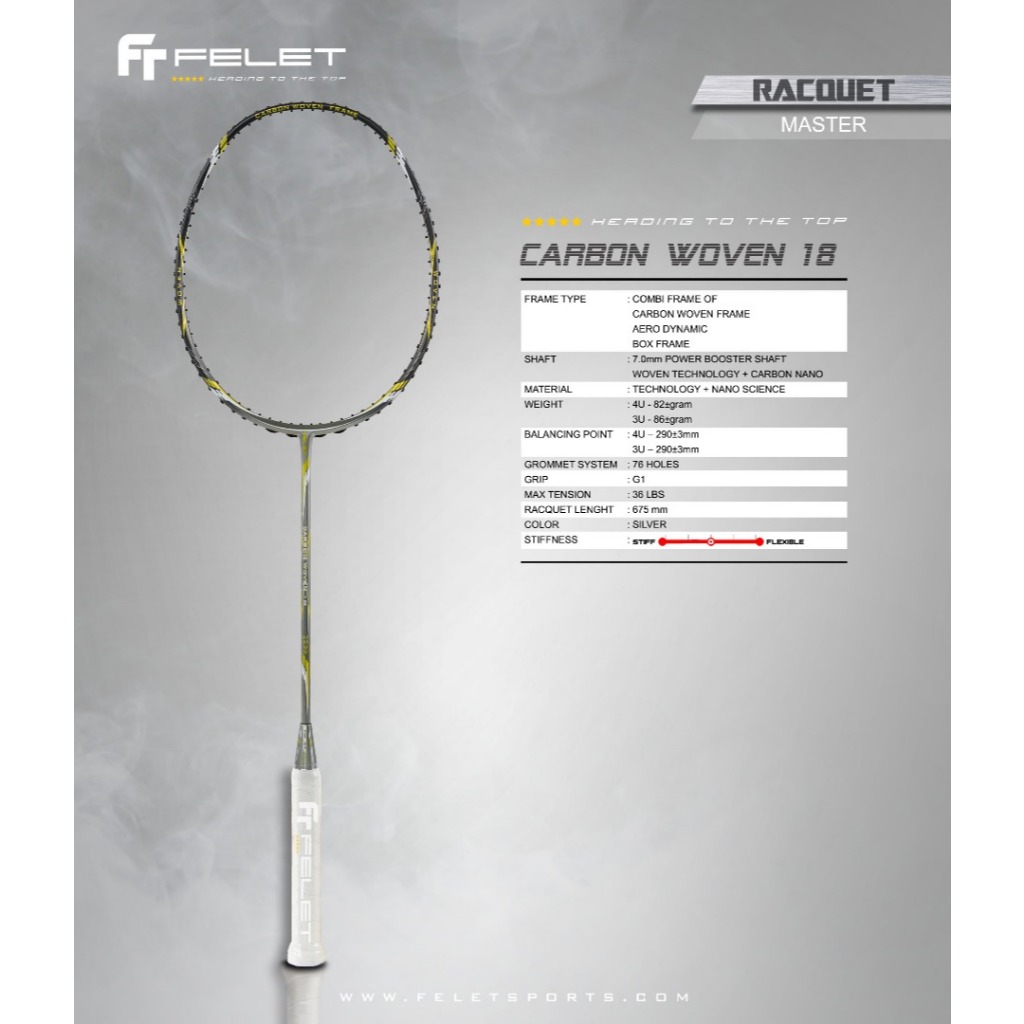 FELET CARBON WOVEN 18 BADMINTON RACKET 4U | Shopee Philippines