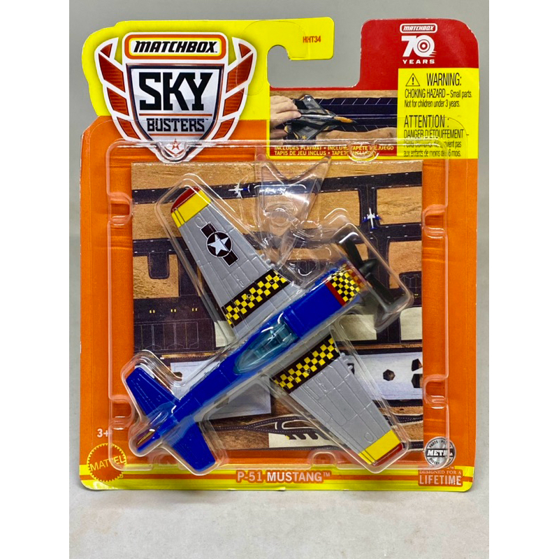 Matchbox P51 MUSTANG Grey Blue Sky Busters Fighter Aircraft 70 th 1/72 ...