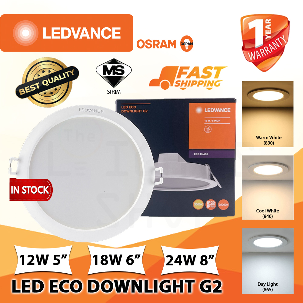 LEDVANCE OSRAM Led Eco Downlight R50/R60/R80 G2 12W(5")/18W(6")/24W(8") 6500K/4000K/3000K Sirim ...