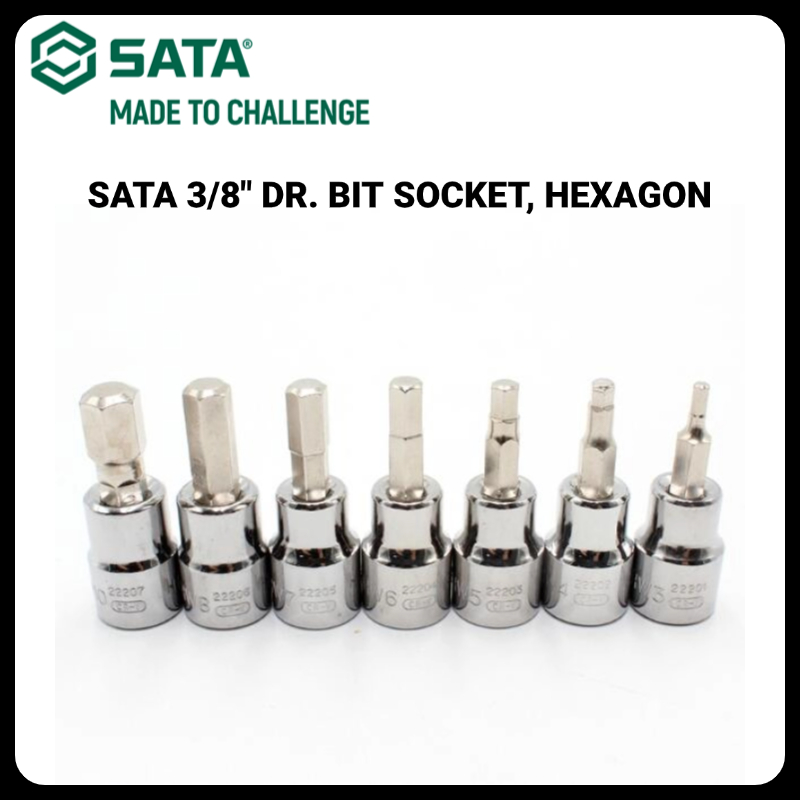 SATA 3/8" DR. BIT SOCKET, HEXAGON 3MM 4MM 5MM 7MM 8MM 10MM | Shopee ...
