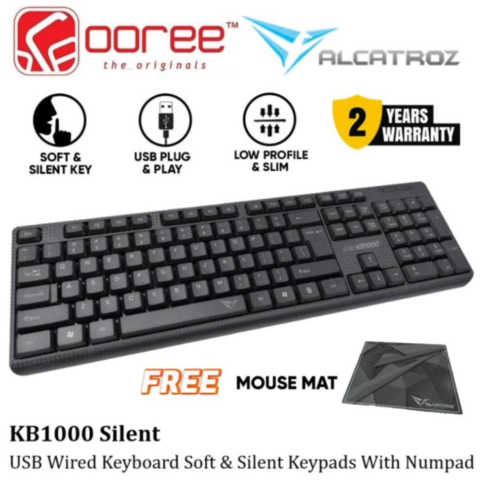 ALCATROZ KB1000 / KB1500 USB WIRED KEYBOARD SOFT & SILENT WITH NUMPAD ...