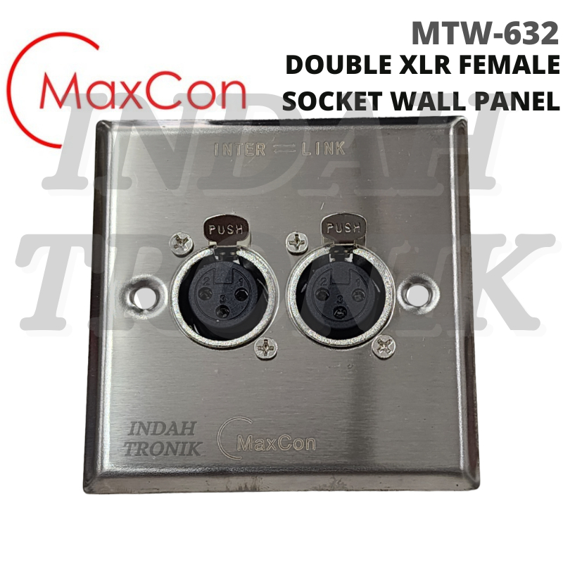 Maxcon Dual XLR Female 3" x 3" Metal Wall Plate Wall Socket 3Pin Double XLR 3Pole Panel Wall ...
