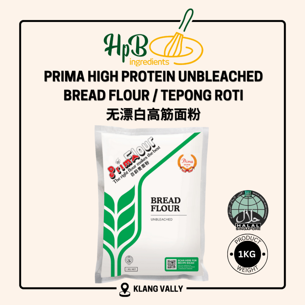 PRIMA High Protein Unbleached Bread Flour / Tepung Roti 无漂白高筋面粉 1kg ...