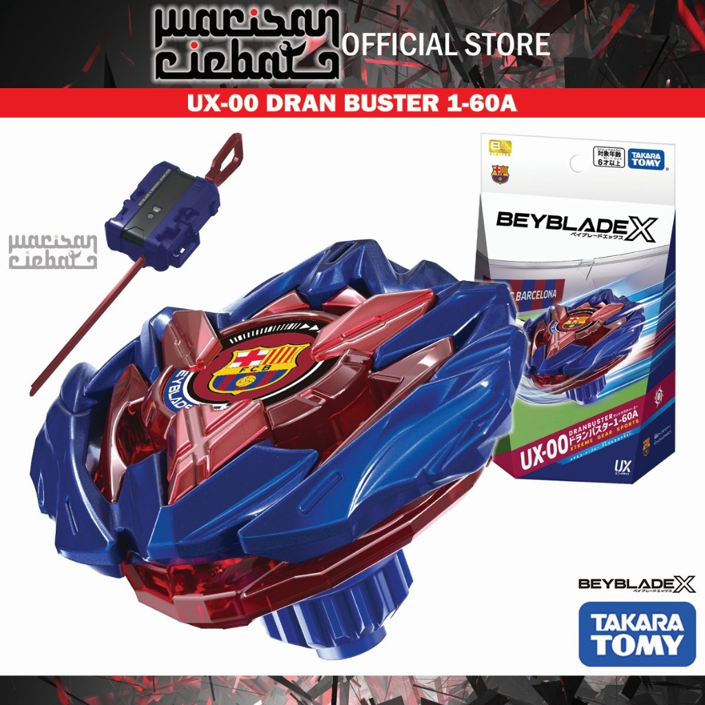 Takara Tomy Beyblade X UX-00 Starter Dran Buster 1-60A (Metal Coat: Blue) FC Barcelona Ver ...