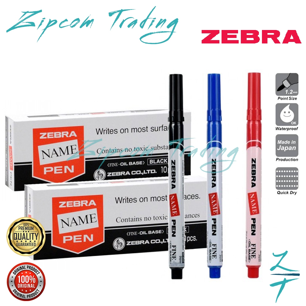 Zebra Name Pen Oil Base Permanent Marker ( 1.2-1.5mm ) | Shopee Philippines