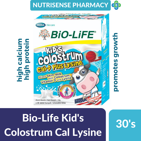 BIOLIFE KID'S COLOSTRUM CAL-D PLUS LYSINE MIXED SKIM MILK 60'S | Shopee ...