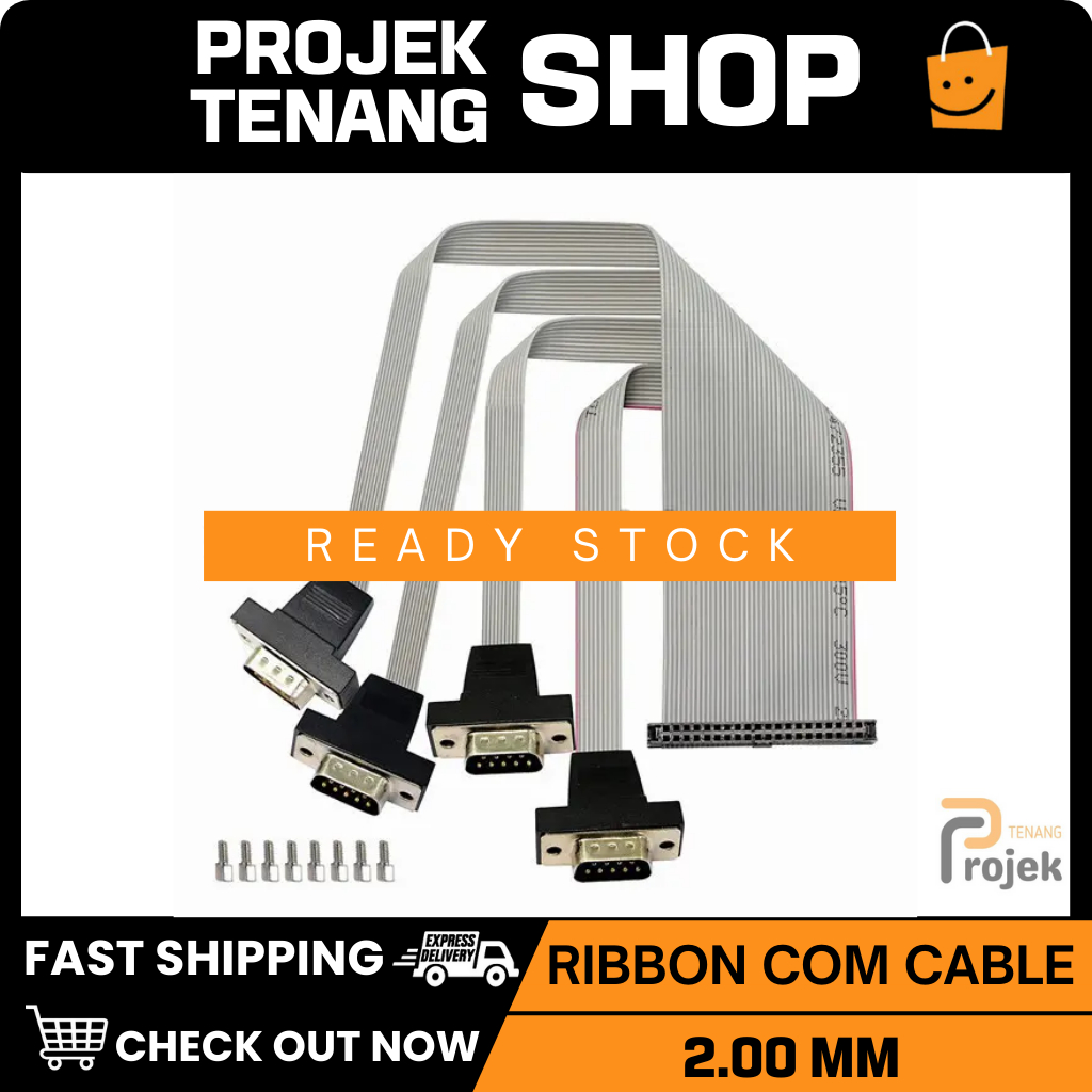 2.00mm IDC 40 Pin Female to 4 DB9 Male Ribbon COM Cable | Shopee ...