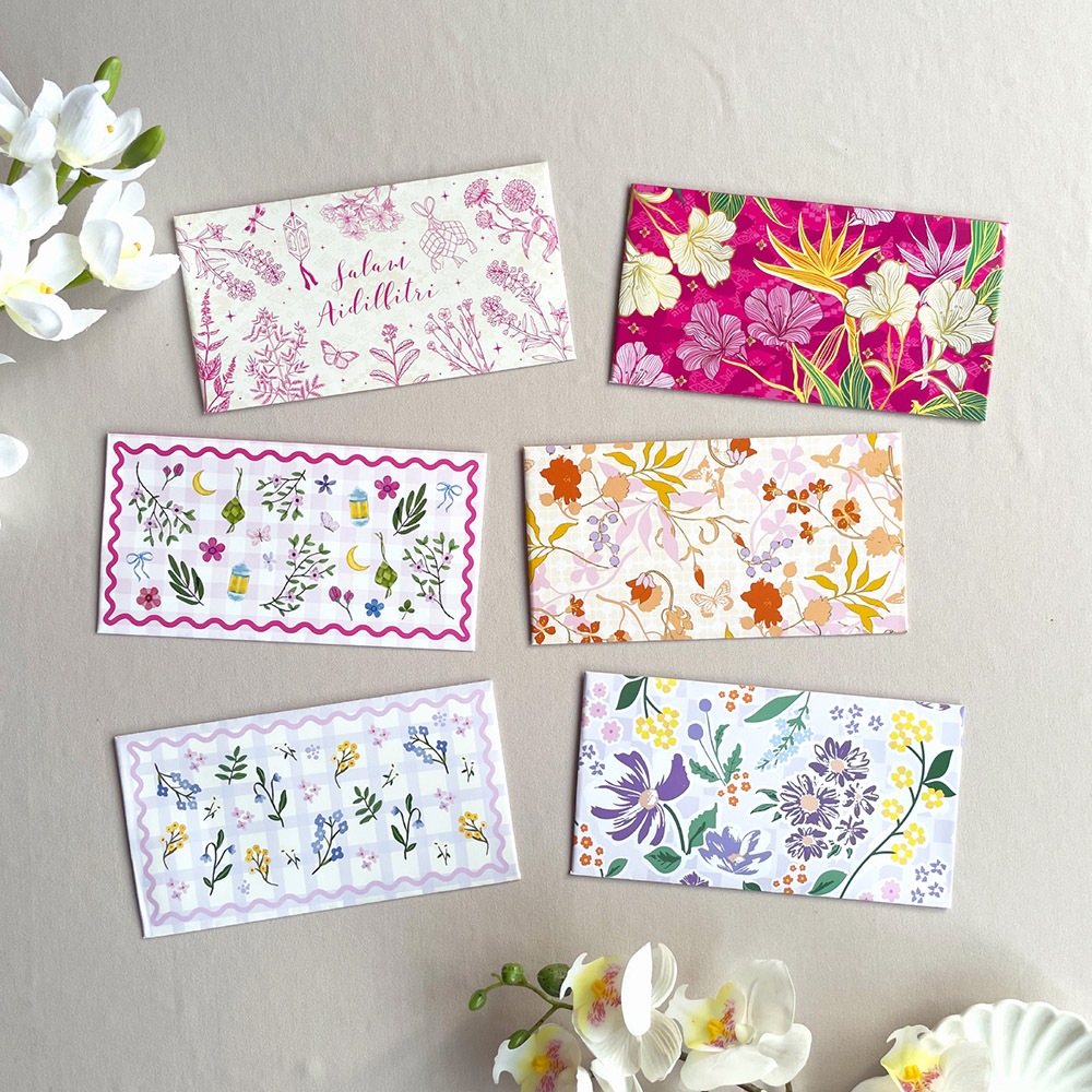 10pcs (1 paket) Sampul Duit Raya 2025 Cantik Premium / Design Floral ...