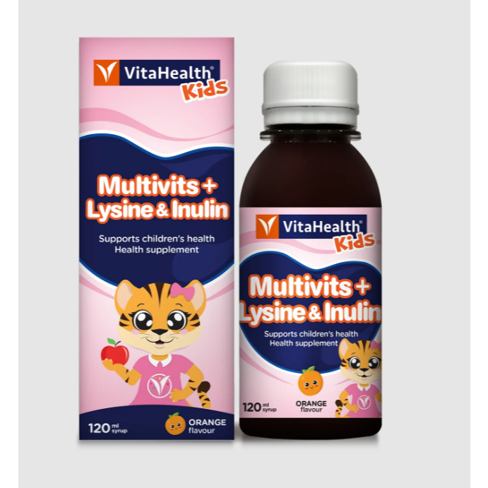 Vitahealth Kids Multivits + Lysine & Inulin Syrup 120ml Orange Flavour ...