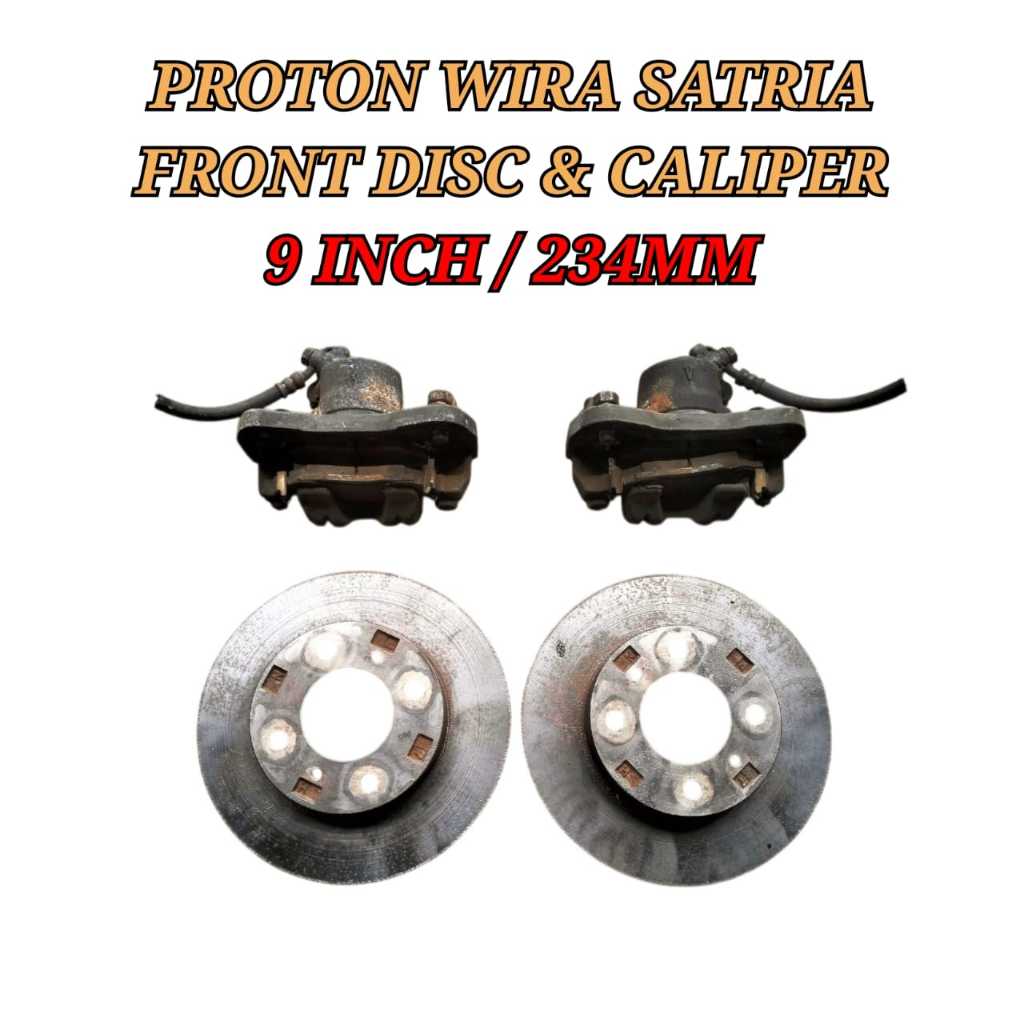 9 Inch / 234mm Front Disc Brake & Caliper Set Proton Wira Satria 1.3cc ...