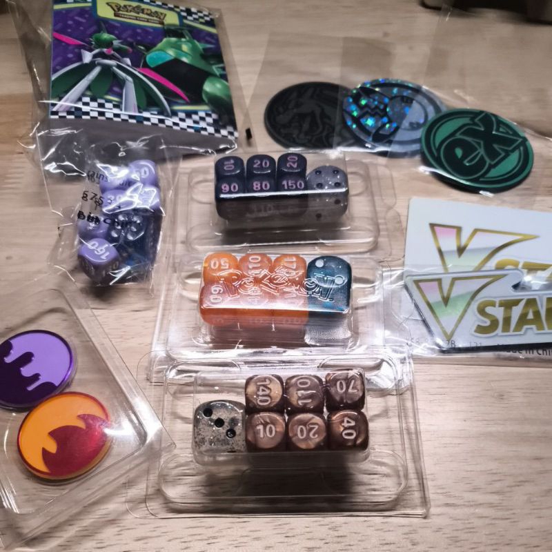 Pokemon PTCG Accessories Dice & Damage Dice Vstar Marker Flip Coin Mini ...