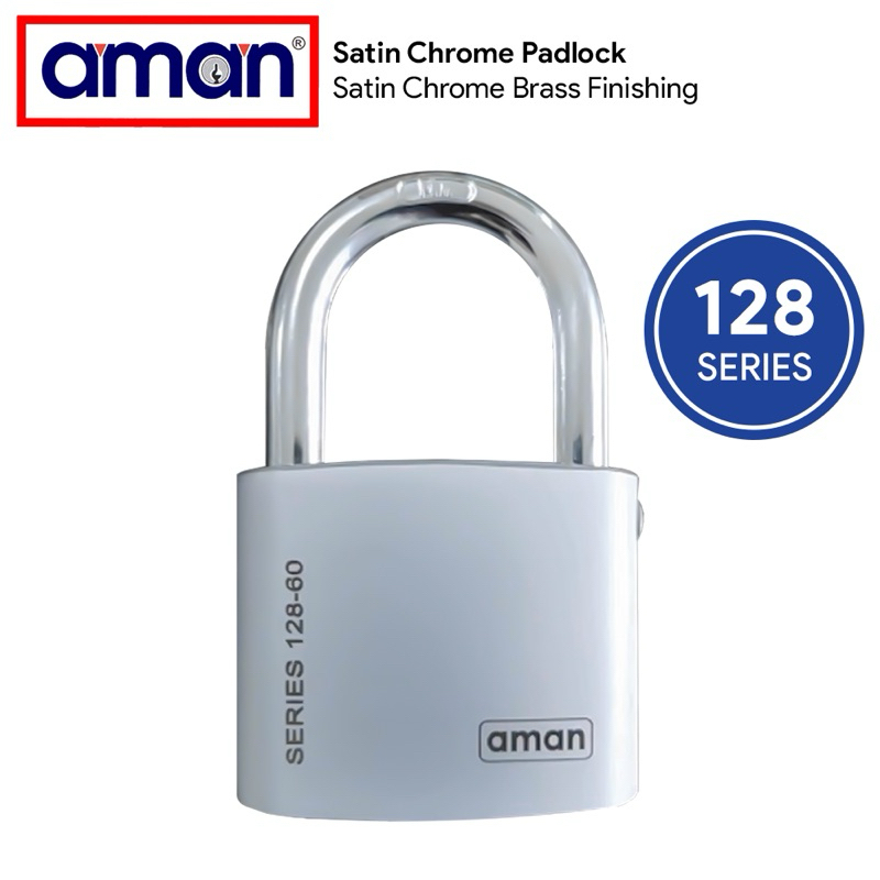 Aman Padlock 128 Series Satin Chrome Brass Lock 50mm | Shopee Philippines