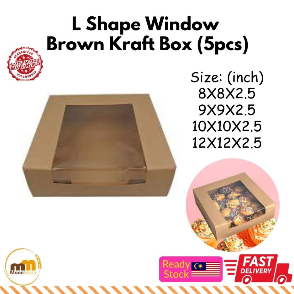 L Shape Window Brown Kraft Box/ Talam Box Window Kraft (5pcs/10pcs ...