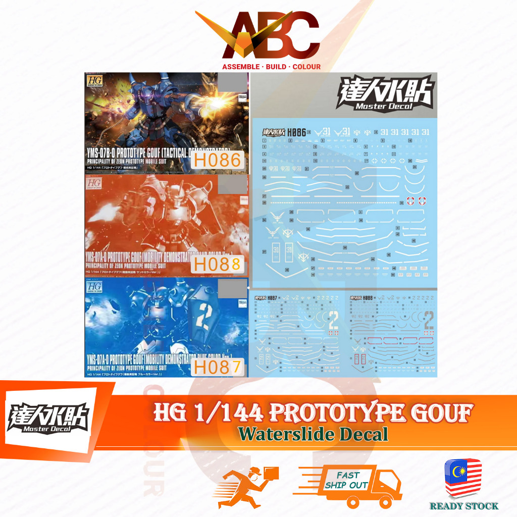 (Master) Waterslide Decal - HG 1/144 Prototype Gouf / Sand / Blue (Fluo ...
